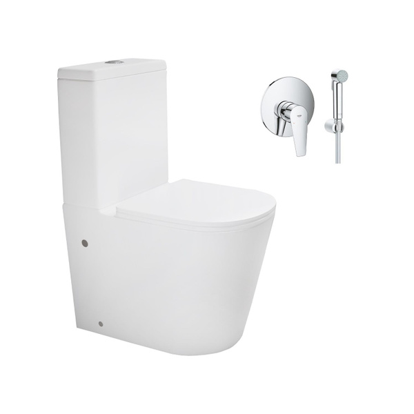 Унитаз напольный безободковый Helmken 35276001 комплект 3 в 1: чаша унитаза с бачком и ...