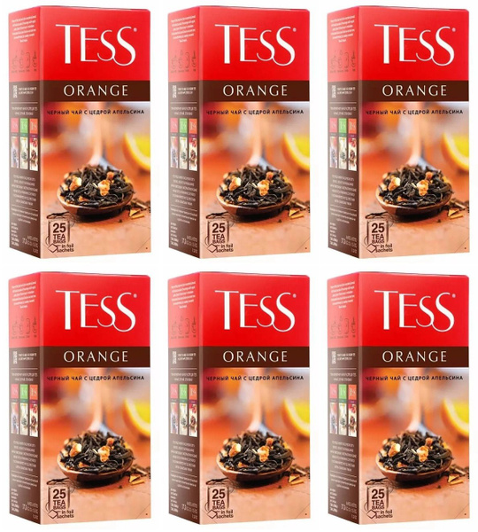 Tess Чай черный цейлонский Orange с цедрой апельсина 25 пакетиков 6