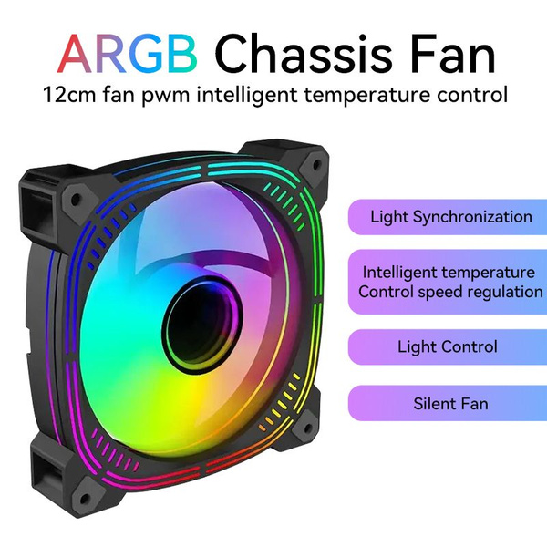 Вентилятор для корпуса 120 мм, многоцветный ARGB, 4-контактный Molex, 1 ...