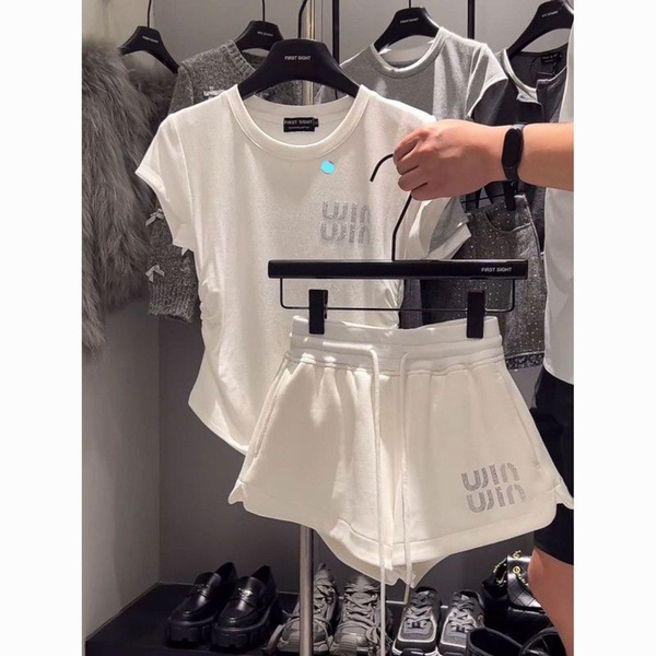 Комплект одежды Женский Miu Miu Спортивный белый размер 44 Хлопок рост 160 175 Китай Лето