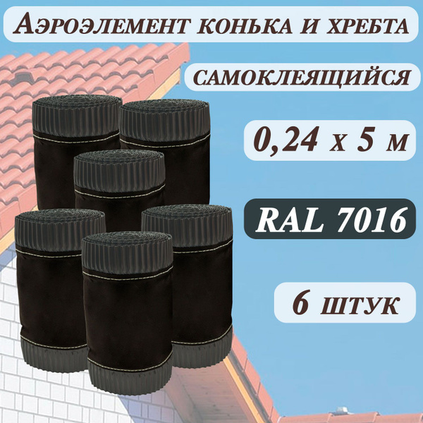 Аэроэлемент 6 ШТУК конька и хребта ( 0,24х5 м ) лента коньковая ...