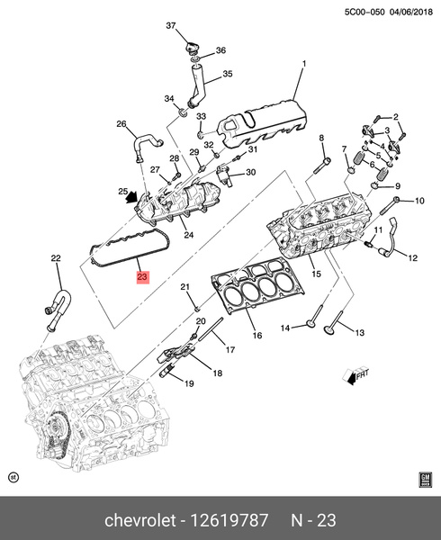 Прокладка клапанной крышки двигателя GM 12619787 - Digma арт. 12619787 ...