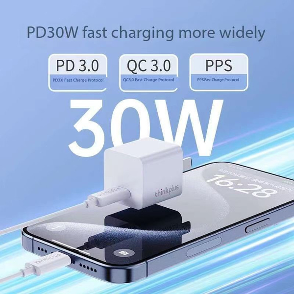Зарядное устройство для фото-видеотехники Lenovo Thinkplus 30W GaN Charger, 30 Вт, USB Type-C ...