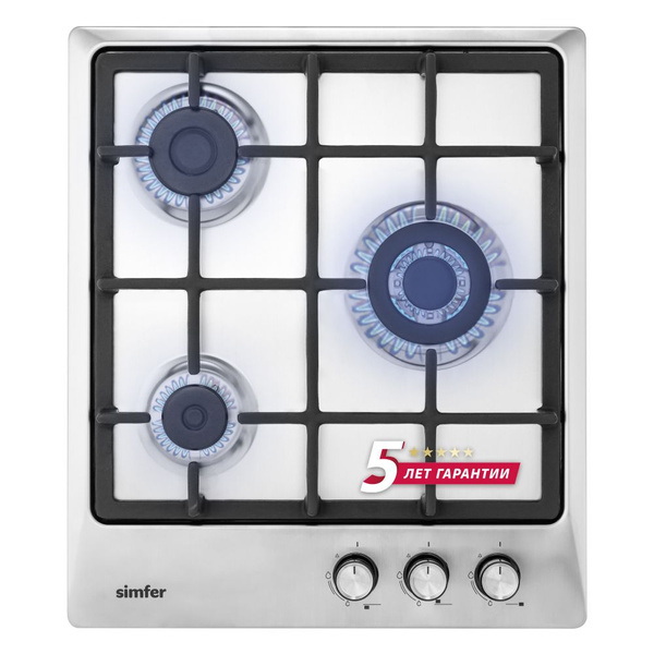 Simfer Газовая варочная панель Газовая / газ-контроль, чугунные решетки /, серебристый купить по ...