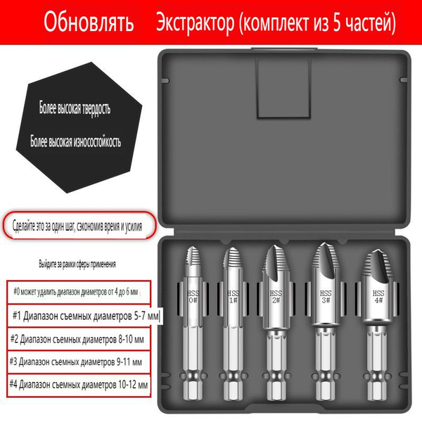 Экстрактор для болтов, набор для выкручивания сломанных саморезов ...