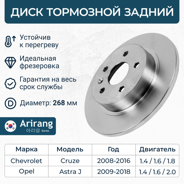 Диск тормозной задний для Chevrolet Cruze, Opel Astra J ( Шевроле Круз ...