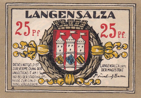 Германия (Веймарская Республика) Лангензальца 25 пфеннигов 1921 г. (№6) купить на OZON по низкой ...