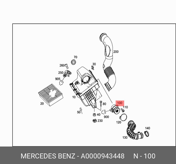 Датчик массового расхода воздуха Mercedes A 000 094 34 48 купить на ...