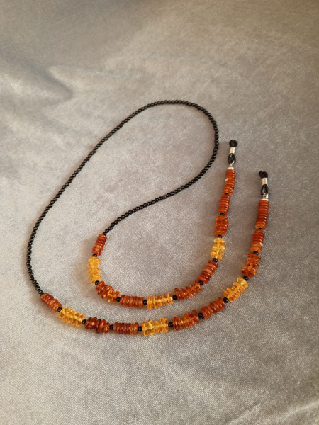 Держатель-цепочка для очков " Медовый микс " из натуральных камней и ...