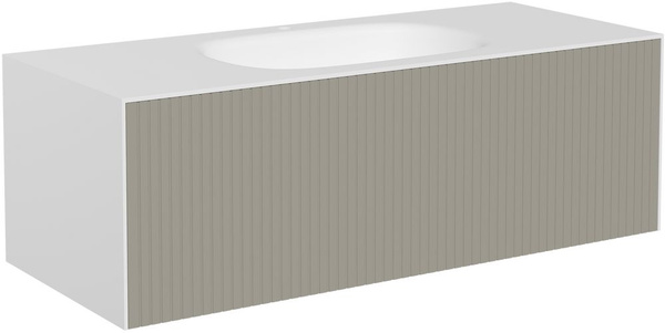 Тумба с раковиной STWORKI Олланд 120 подвесная, 120 см, из МДФ, из камня, серая, с ящиками ...