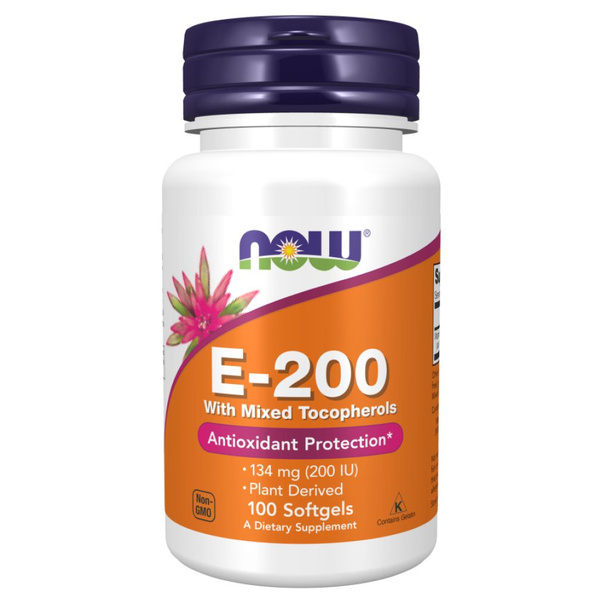 NOW E-200 Mixed Tocopherols, Натуральный Витамин Е 200 мг 100 капсул ...