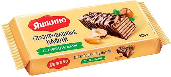 Вафли Яшкино с орешками в глазури 200 грамм 1 шт КДВ - купить с ...