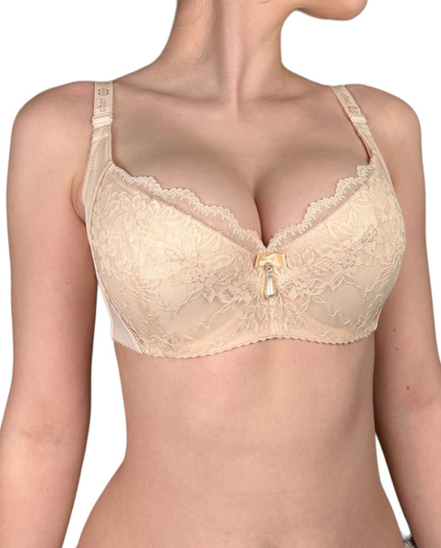 Бюстгальтер Женский VE.NU.S, размер 90D бежевый Вечерний/праздничный Китай Крючки Цветочный ...