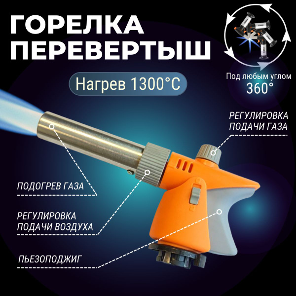 Газовая горелка с пьезоподжигом ПЕРЕВЕРТЫШ/ Туристическая горелка ...