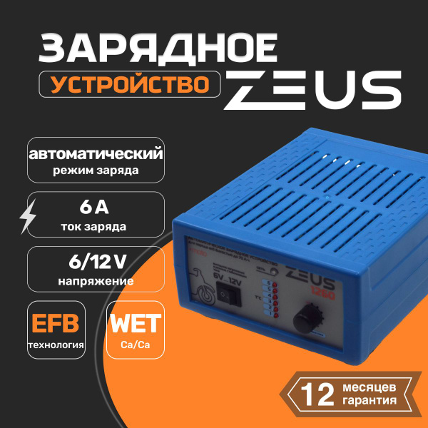 Автомобильное зарядное устройство для аккумулятора АЗУ, зарядка ZEUS ...