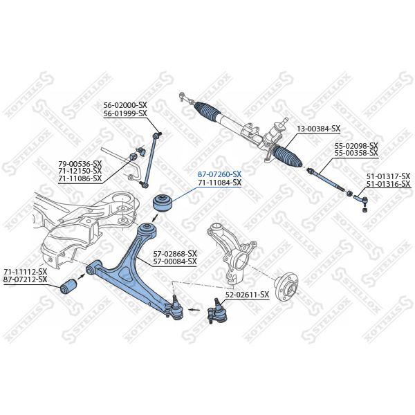 Сайлентблок рычага зад. audi a3 tt, vw golf 98- STELLOX 87-07260-SX ...