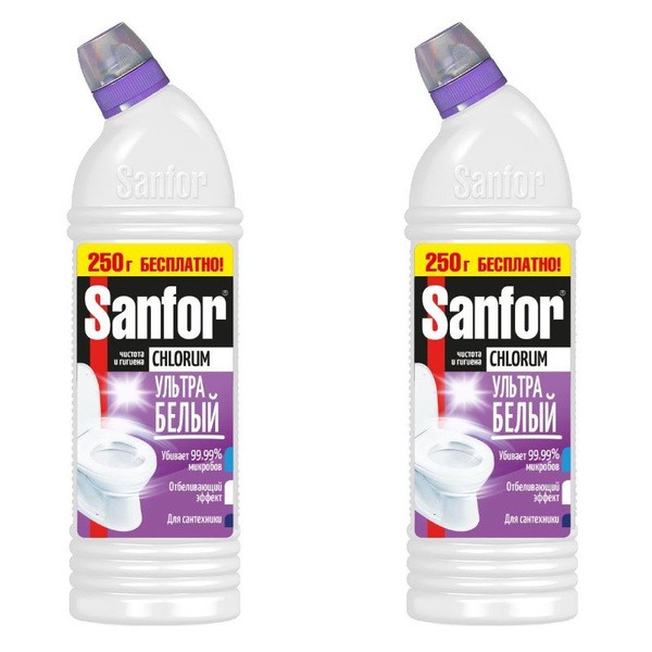 Sanfor Средство Для сантехники Чистота и Гигиена Ультра белый, 1000 мл, 2 шт - купить с ...