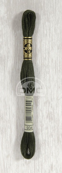 Мулине DMC (Франция), артикул 117, 100% хлопок, цвет 934 Темный авокадо, 1шт (пасма). - купить с ...