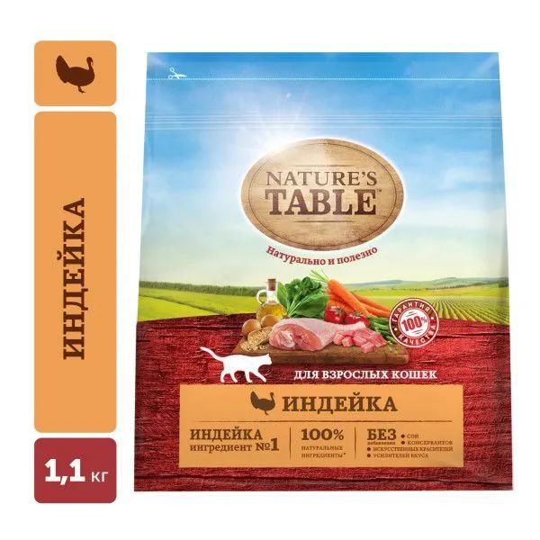 Сухой корм Nature s Table для взрослых кошек, Индейка, 1.1кг - купить с доставкой по выгодным ...