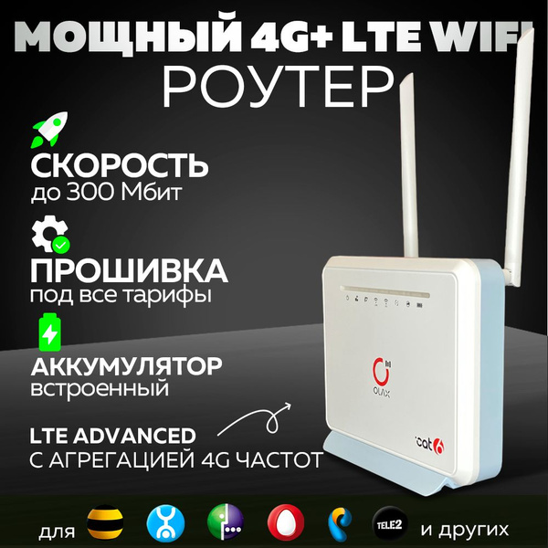 Дома и Дачи 4G 4G+ LTE Модем - WiFi Роутер с Аккумулятором Olax MC80 под Безлимитный Интернет ...