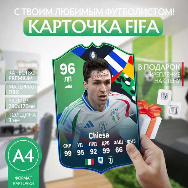 Карточка фифа с футболистом Кьеза 96 A4 - купить по низкой цене в интернет-магазине OZON ...