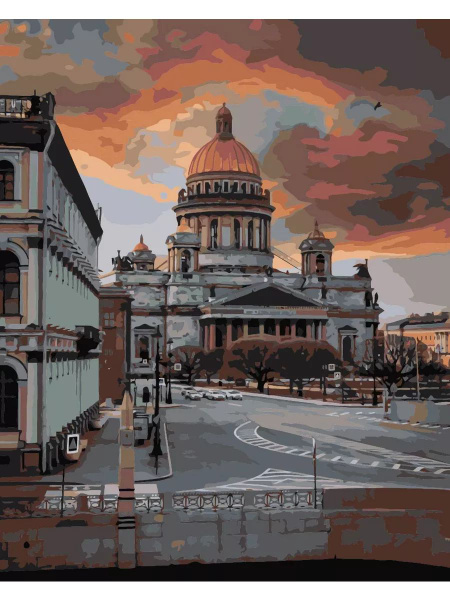 Картина по номерам Питер на деревянном подрамнике 40х50 см, кисти ...