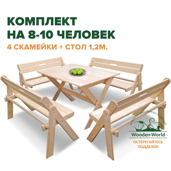 Набор садовой мебели: Wooden-world КСС, Дерево, Массив дерева, Стол ...