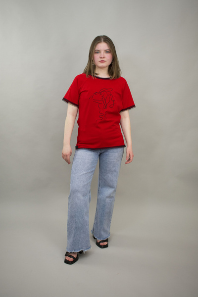 Футболка SVETLANA BATARON, размер 46, цвет красный, 100% cotton ...