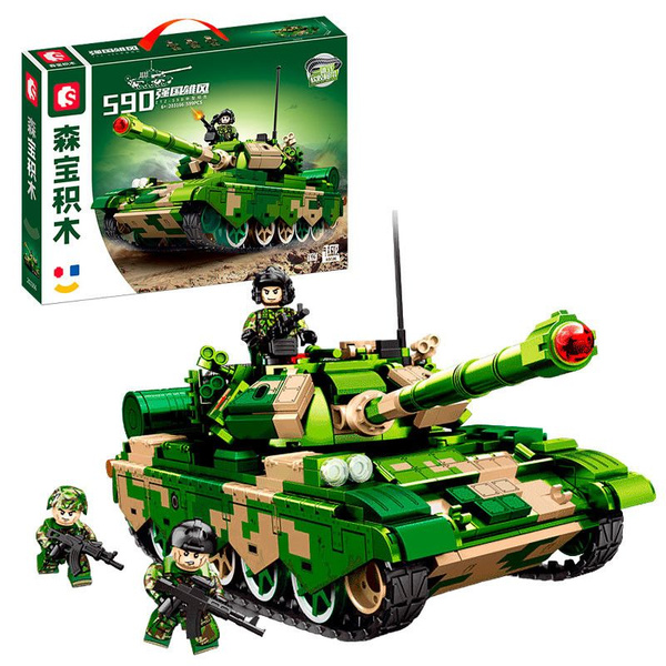 Конструктор Средний танк ZTZ-59D, Армия, 599 деталей 3 минифигурки ...