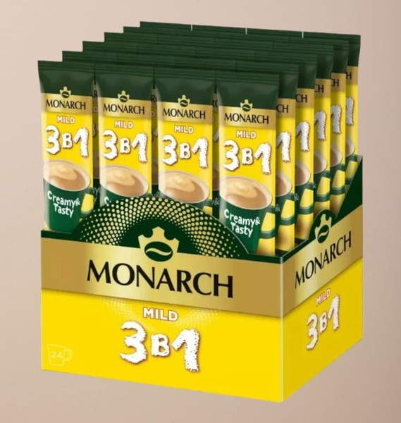 Кофе растворимый Monarch 3 в 1 Мягкий в пакетиках Монарх, 24 шт по 12 г - купить с доставкой по ...