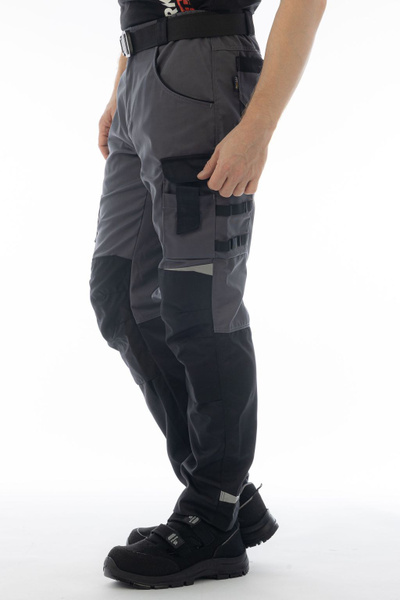 Брюки рабочие Мужской BRODEKS, размер 54 черно-серый, рост 176-182 Смесовая ткань, Полиэфирное ...