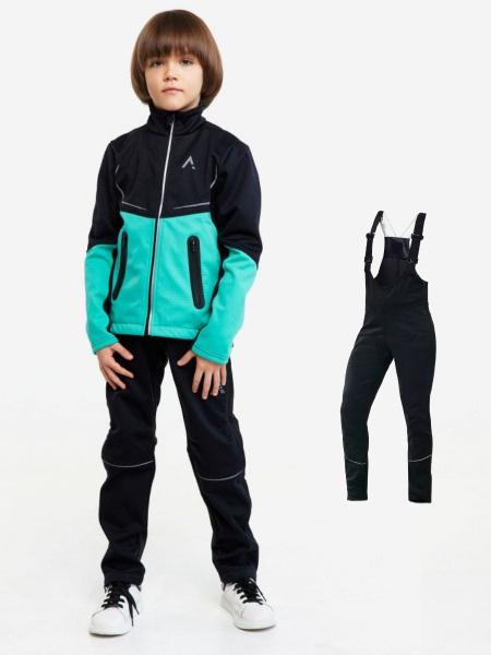 Костюм спортивный Мальчики ARSWEAR Спортивный бирюзовый, размер 160 Softshell Беговые лыжи, Бег ...