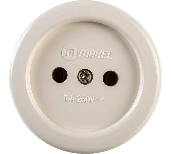 Розетка электрическая накладная без заземления Makel кремовая керамика 16012 купить на OZON по ...