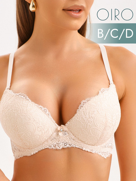 Бюстгальтер Женский OIRO формованная чашка, размер 85B бежевый меланж Полиэстер, Хлопок ...