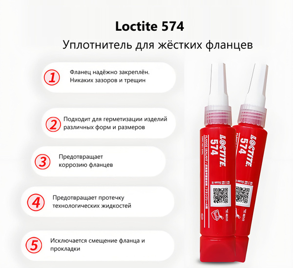 Фланцевый герметик Loctite 574 (50 мл), уплотнитель для жёстких фланцев ...
