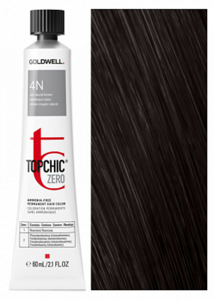 Goldwell TOPCHIC ZERO 4N Средне-коричневый Безаммиачная стойка краска ...