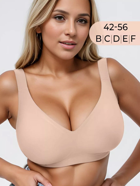 Бюстгальтер Женский Slims пуш-ап, без косточек, размер 90C, 90D бежевый Нейлон Повседневный ...