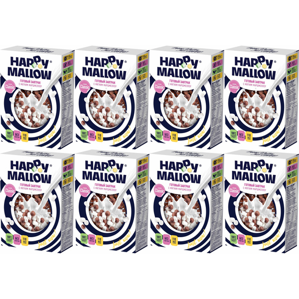 Сухой завтрак Happy Mallow с мягким маршмеллоу 240 г, набор: 8 штук ...