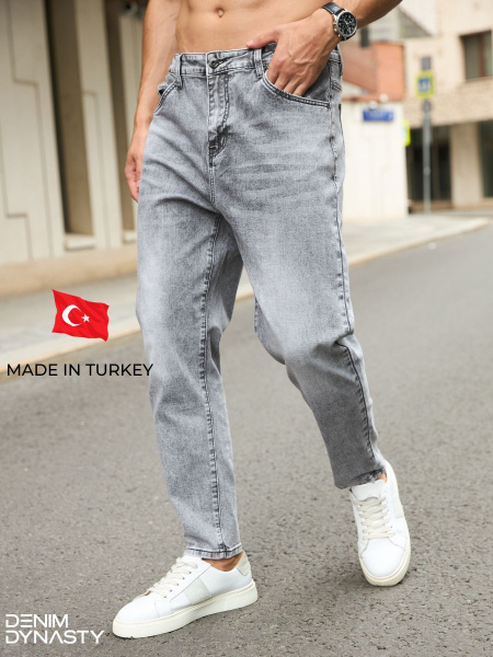Джинсы Мужской DENIM DYNASTY серый гранит бананы Хлопок, размер 50 ...