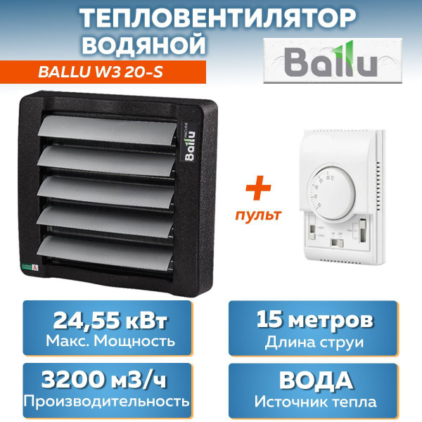 Водяной тепловентилятор Ballu BHP-W3-20-S+ пульт управления Вентилятором купить на OZON по ...