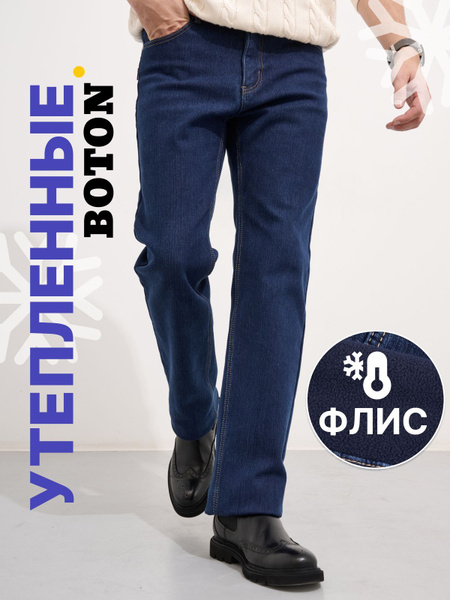 Джинсы Мужской Boton Jeans синий прямые Джинс, Флис, размер 54 прямой ...