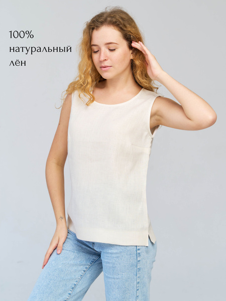 Топ Женский Trango слоновая кость, размер 42 Лен Повседневный Россия свободный купить c ...