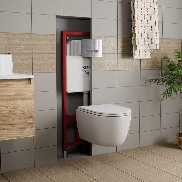 Комплект BAU 6 в 1: инсталляция KLUDI RAK80000 с клавишей смыва, хром ...