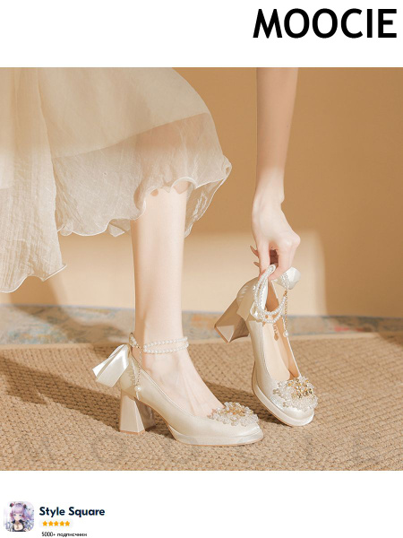 Туфли Женский MOOCIE Полиуретан, размер 37 Стандартный средний (до 9 см) Мэри Джейн Без застёжки ...