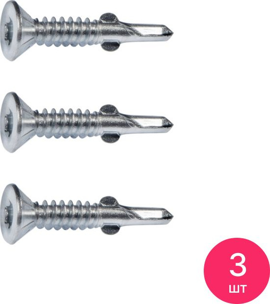 Шуруп MIXTON / Микстон флюгель дерево к металлу потайной с нарезающими ушками оцинкованный ...