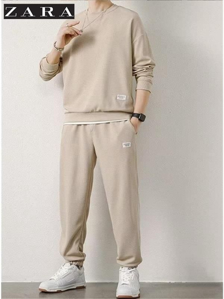 Комплект одежды Мужской Zara Повседневный брючный, двойка абрикосовый, размер 46 Политекс ...