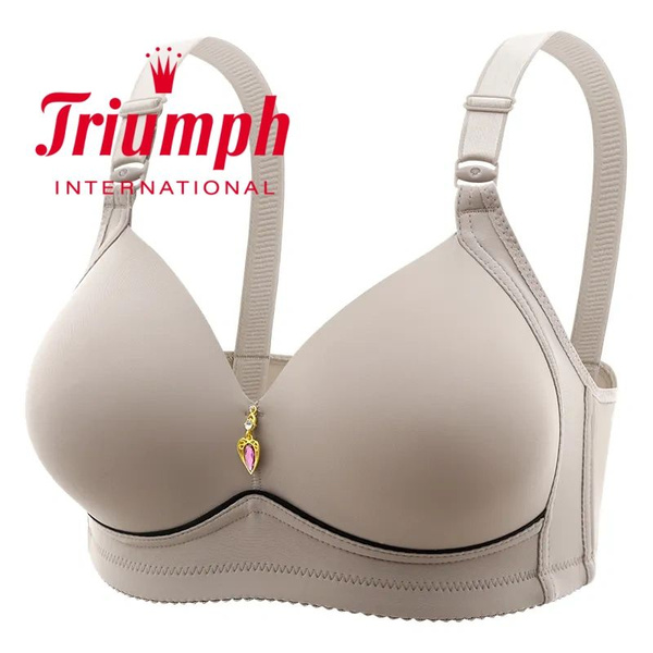 Бюстгальтер Женский TRIUMPH бралетт, размер 90 серый Хлопок Офисный/школьный Завязки купить c ...