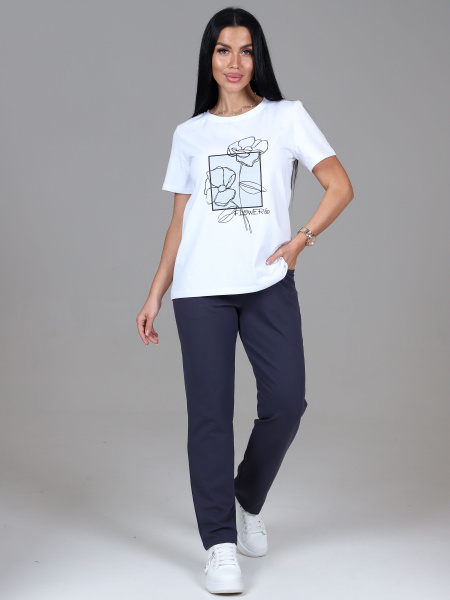 Комплект одежды Женский MIROLINE Домашний двойка серый, белый, размер 58 Футер двухнитка, Пенье ...