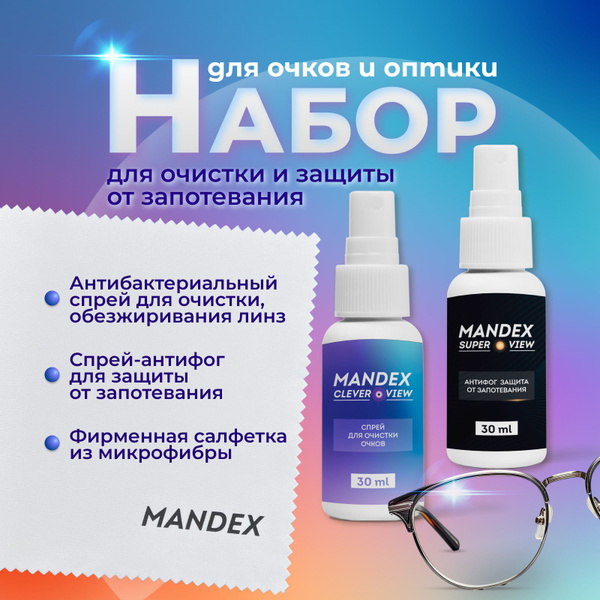 Набор спрей для очков и антифог от запотевания Mandex купить на OZON по ...