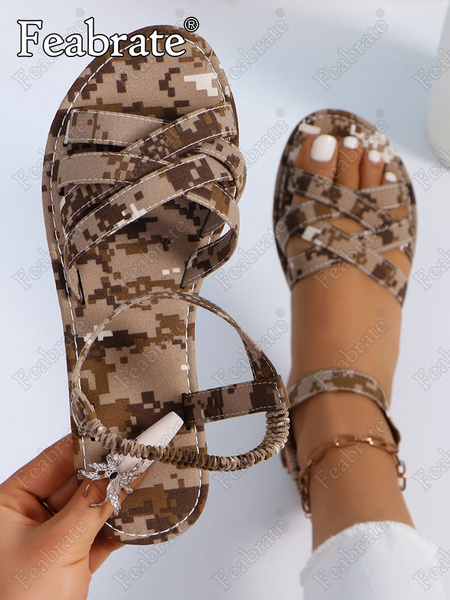 Сандалии Женский Feabrate, размер 36 Текстиль Круглый нос, Открытый нос R (средняя) Лето Без ...